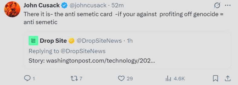 John Cusack Posts Antisemitic Meme. Again. - Radical Truth Telling