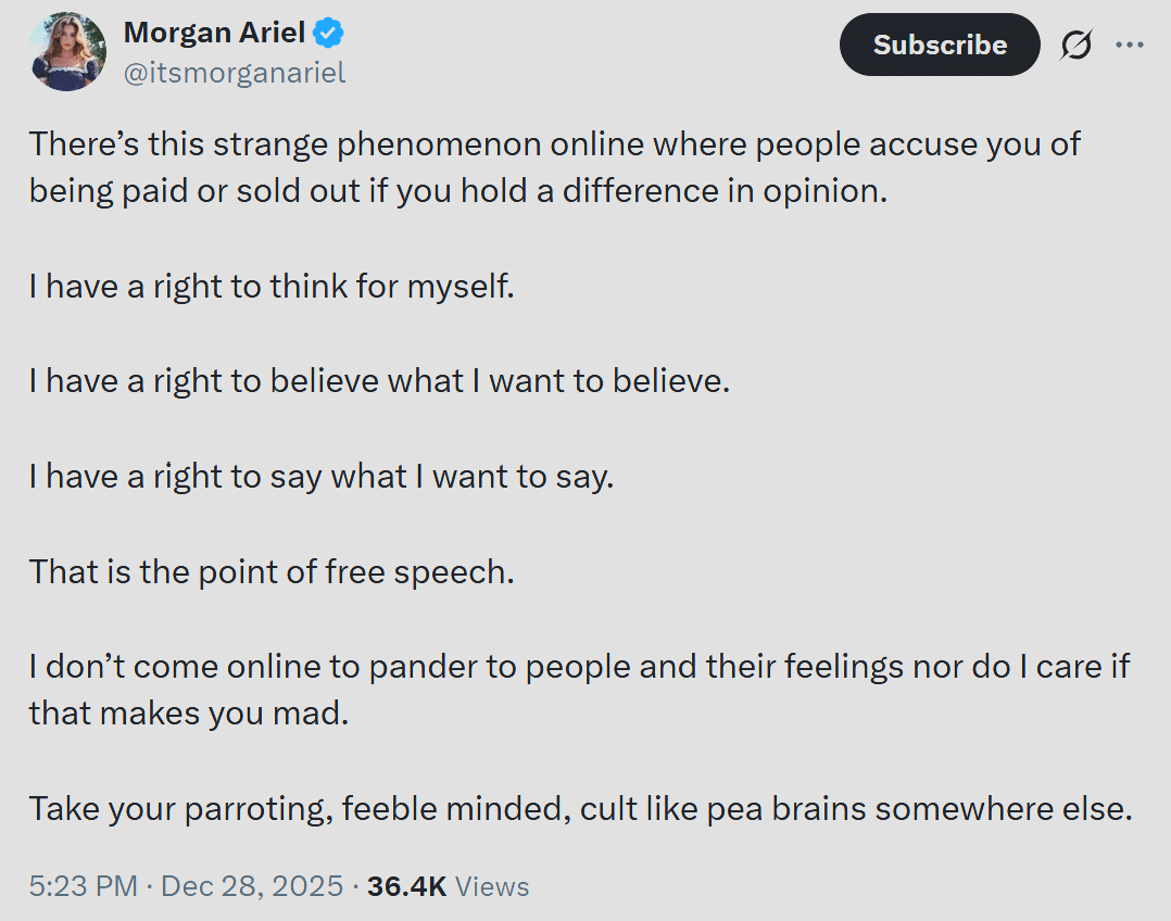 Antisemitic Influencer Morgan Ariel Exposes Her Own Hypocrisy - Radical ...
