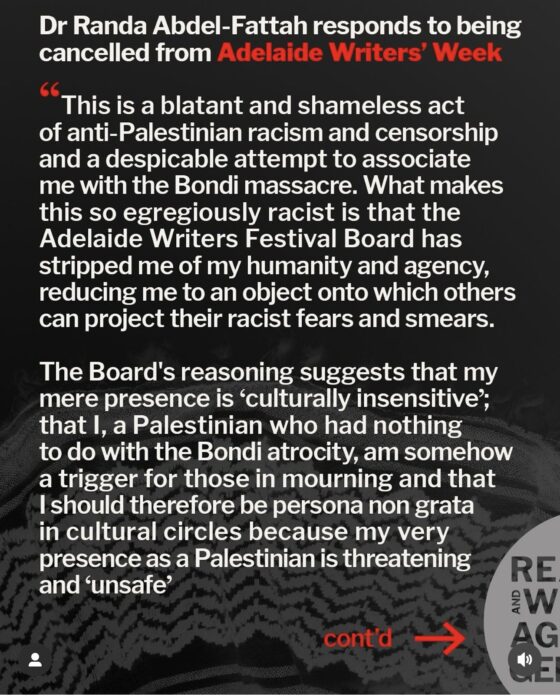 Randa Abdel-Fattah Cries “Racism” After Adelaide Festival Axing ...